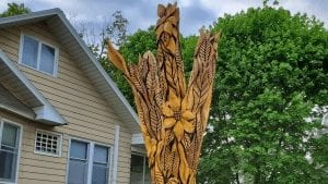 Carver Clint Henik creates stunning art from stump in Wilton | Discover ...